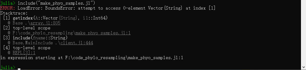  LoadError BoundsError Attempt To Access 0 element Vector String At Index 1 
